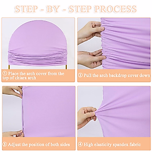 PATYDEST 6ft Arch Cover Purple Wedding Arch Backdrop Cover Lavender Spandex Fitted Backdrop Panels for Round Top Chiara Arch Frame Stand Happy Birthday Party Arch Cover Backdrop Fabric Ceremony