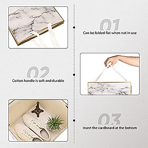 2 Pieces 11.8 Inch Extra Large Marble Paper Christmas Gift Bag with Handle Square Giant Marble Party Favor Bag XL Reusable Wedding Present Bag for Birthday Wedding Party Supplies (Black and White)