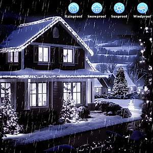 500FT Christmas Lights Outdoor 1400 LED Waterproof Christmas Tree Decorations Lights with 8 Modes Plug in Waterproof Timer Memory Function LED Christmas Lights for Xmas Yard Garden Party (Cool White)