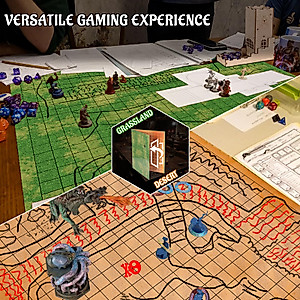 CZYY DND Foldable Mat Dry Erase TTRPG Map Grassland & Desert Two-Sided Cardboard Terrain 27x23 Inches with Square Grid - Portable, Reusable Game Board for D&D, Pathfinder and Tabletop RPGs (Style A)