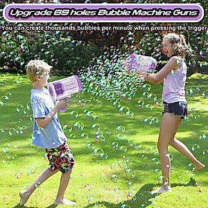 Bubble Machine Gun, 69 Holes Bubbles Gun Kids Toys for Boys Girls Age 3 4 5 6 7 8 9 10 11 12 Year Old, Summer Outdoor Toy Birthday Wedding Party Favors Gifts