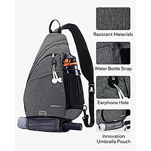 WATERFLY Sling Bag Crossbody Backpack: Over Shoulder Daypack Casual Cross Chest Side Pack