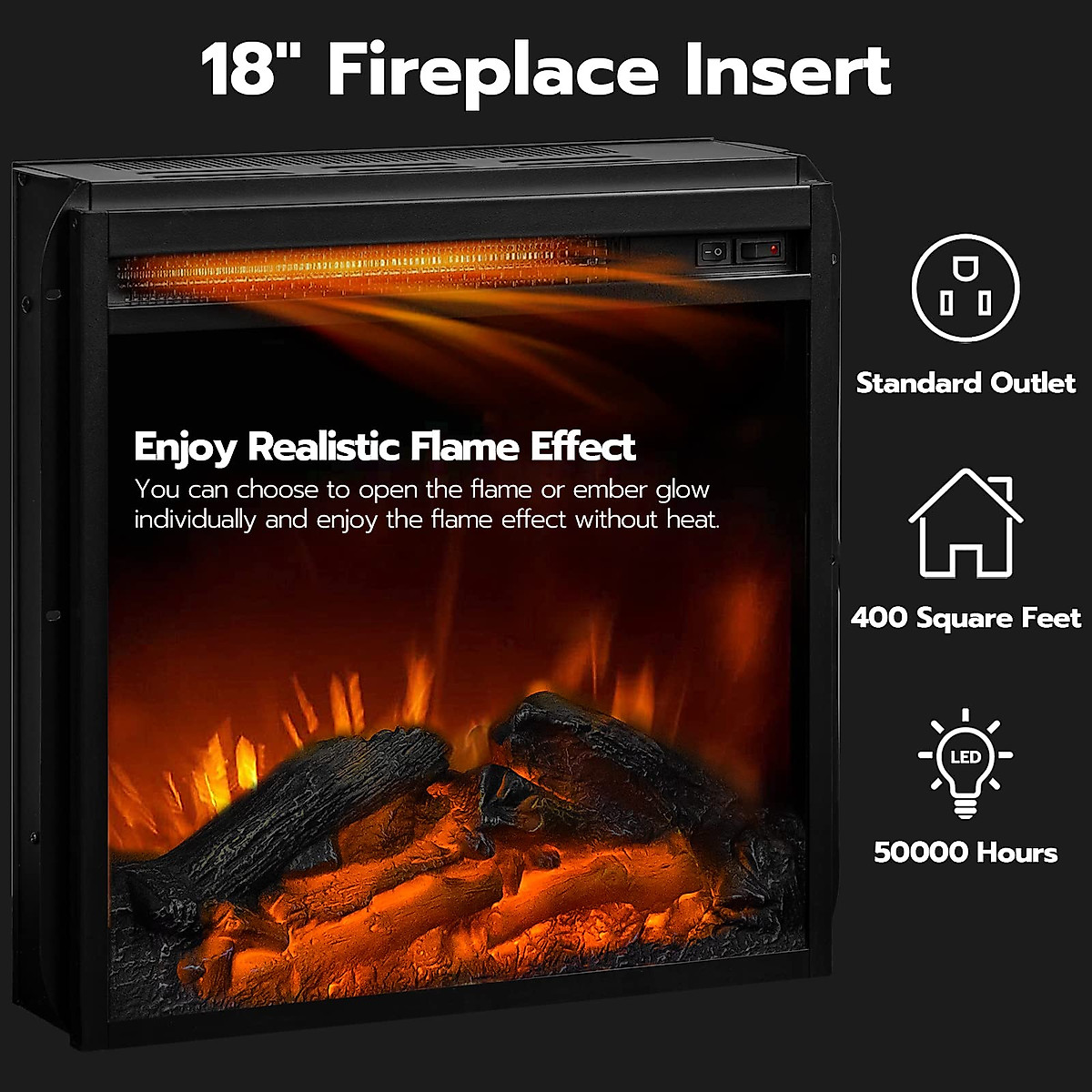 HOOBRO Fireplace TV Stand with Led Lights and Power Outlets, Wooden Media Entertainment Center Console Table with Glass Shelves, Fireplace TV Console for TVs up to 65", Rustic Brown BF140UDDS01