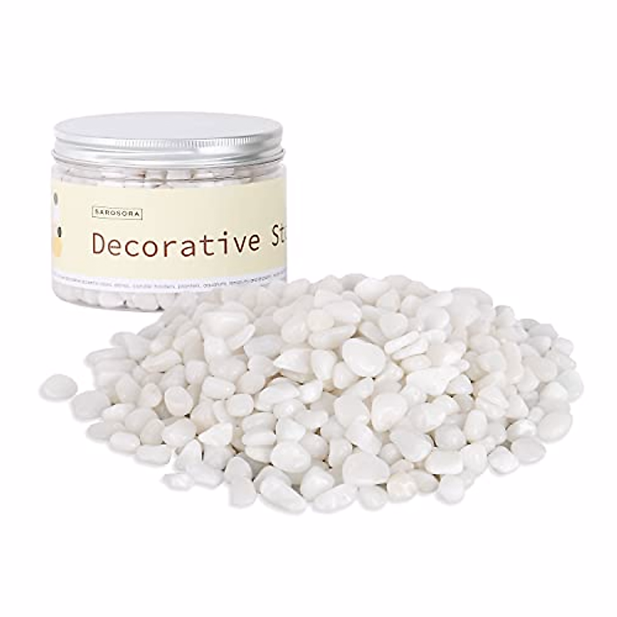 SAROSORA Pebbles River Rocks,White Stones - 1.8LB Decorative Polished Jade Pebbles Garden Decor for Plants, Aquarium, Bonsai,Vase(1.8, White)