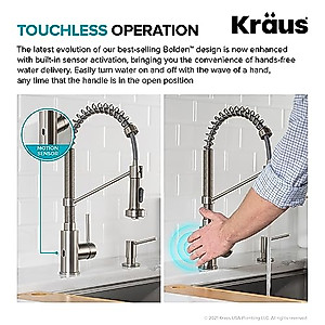 Kraus KSF-1610SFS Bolden Touchless Sensor Commercial Pull-Down Single Handle 18-Inch Kitchen Faucet, Spot Free Stainless Steel