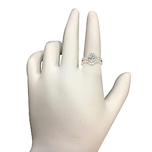 AoneJewelry 3/4 Carat Natural Diamond Halo Engagement Wedding Bridal Set Trio Ring With Twisted Design For Woman Crafted In 10K Solid Rose White And Yellow Gold, Best Valentinesday Gift