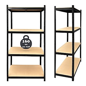 Autofather Shelving Unit and Storage Rack, 63" x 31" x 15" Garage Shelving Metal Frame 4-Tier Garage Storage Shelves for Home/Office/Dormitory/Garage/Kitchen/Bedroom