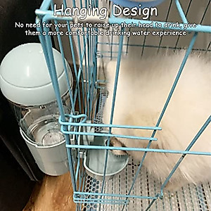 Tfwadmx Rabbit Watter Bottle 17oz Hanging Guinea Pig Automatic Water Dispenser No Drip Small Animal Cage Water Feeder Bowl for Bunny Chinchilla Hedgehog Ferret 2PCS (Grey)