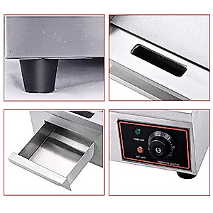 Proshopping 1500W 14" Commercial Electric Countertop Griddle Grill, Stainless Steel Restaurant Grill, Tabletop Flat Grill, with Adjustable Temperture Control, 110V