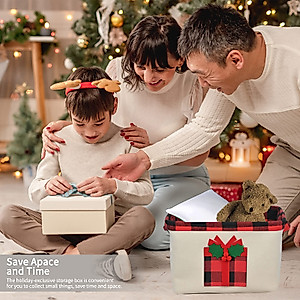 A Tisket A Tasket Christmas Gift, Christmas Decoration Storage Basket with Handle for Holiday Christmas Halloween, Christmas Surprise Pattern Large Collapsible Storage Box for Living Room 13"