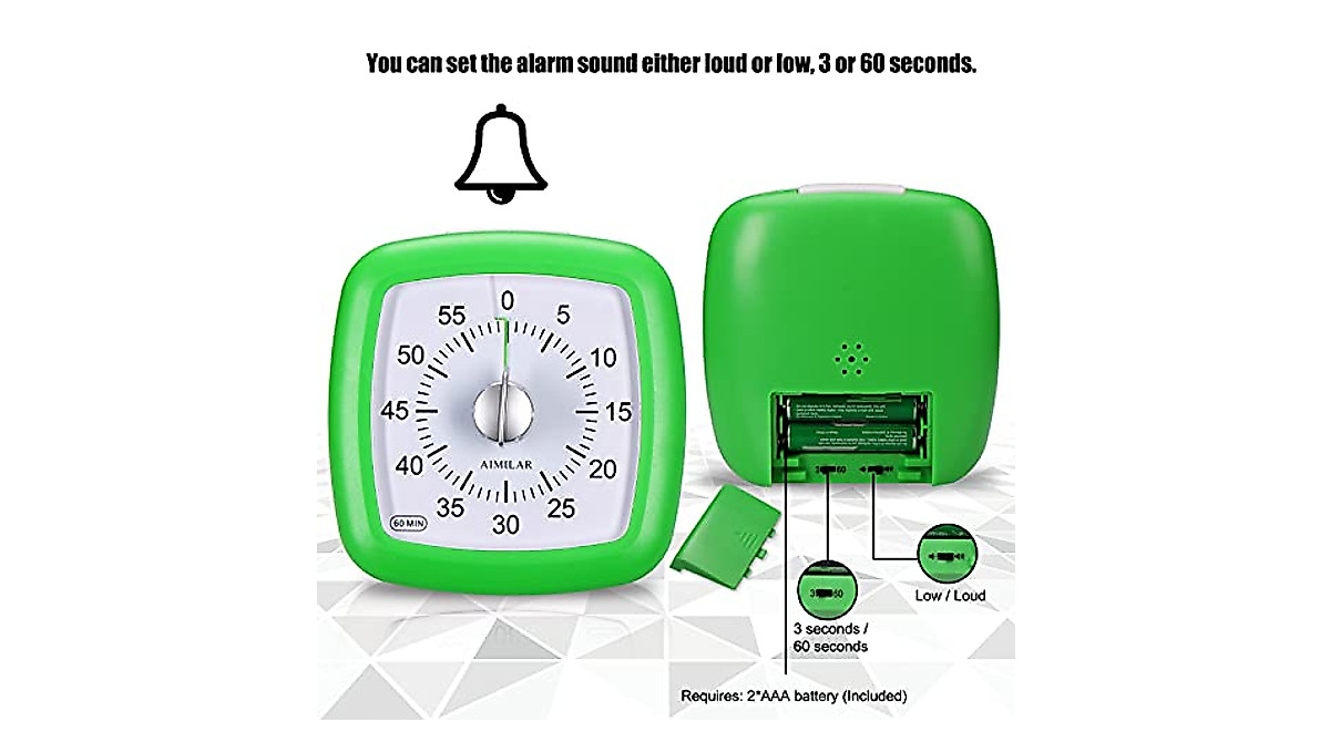AIMILAR Visual Countdown Timer for Kids and Adults - 60 Min Silent Timer
