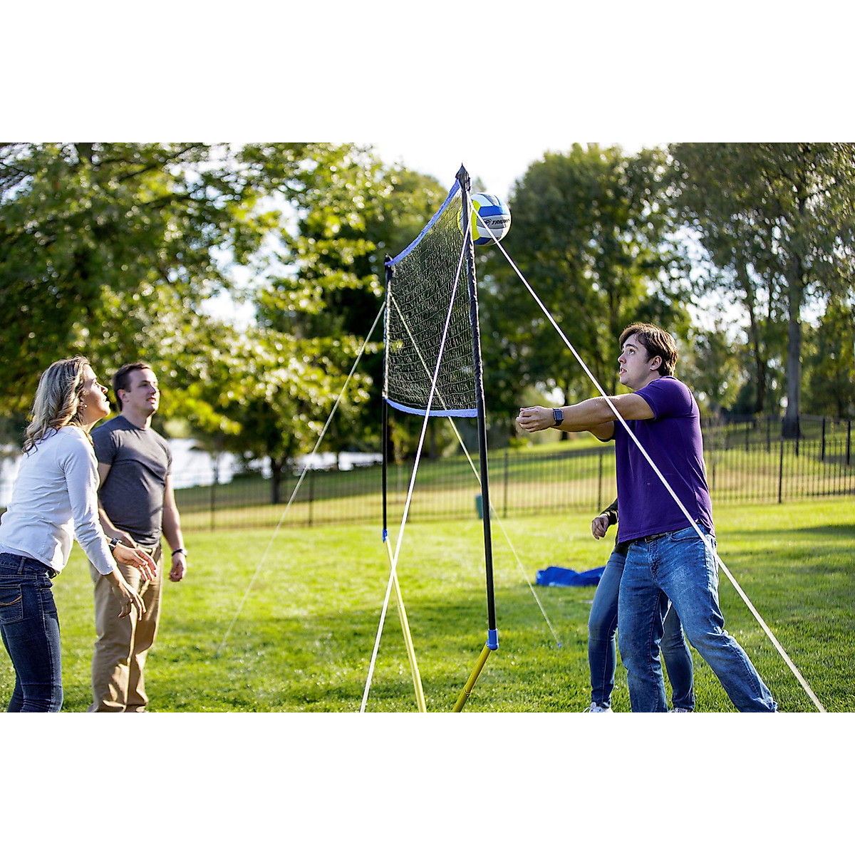 Triumph Sports Multi-Sport Versatile Combo Outdoor Game Net Set Includes Volleyball, Badminton, and Pickleball, Blue (35-7510-2)
