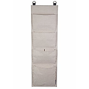 Bigso Soft Hanging Wall Storage Organizer | Hanging Storage Organizer for Closets and Bedrooms | Polyester Back of Door Storage Hanging Pockets Organizer with 4 Compartments | 11.8”x 39.4” | Beige
