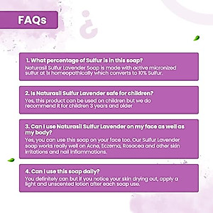 Naturasil 10% Sulfur Lavender Soap Bar Natural Skin Treatment for Acne, Bug Bites, Warts Treatment, Viral Bumps, Nodes & Itching | for Kids & Adults |113 grams