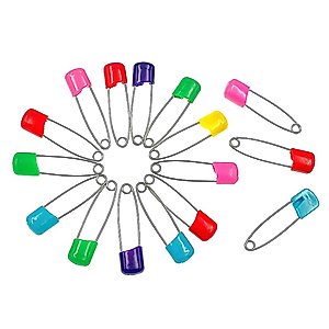 Kinteshun Baby Safety Pins,Kid Secure Clips Diaper Bib Nappy Pin with Safe Lock(50pcs,1.6 inches,7 Assorted Candy Colors)