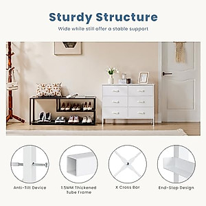 DUMOS Dresser for Bedroom with 6 Drawers, Clothes Drawer Fabric Closet Organizer, Cloth Dresser with Metal Frame and Wood Tabletop Chest Storage Tower for Kids Room, Nursery, Living Room, Entryway