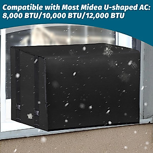 Windproof Window AC Cover Fits Midea U-Shaped 8000/10000/12000 BTU - Thicken Oxford Air Conditioner Cover for Winter Outside, 21.3''W x 13.4''H x 13.8''D