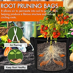 Gardzen 10-Pack 5 Gallon Grow Bags, 300G Thickened Aeration Fabric Pots with Handles, Heavy Duty Cloth Pots for Plants