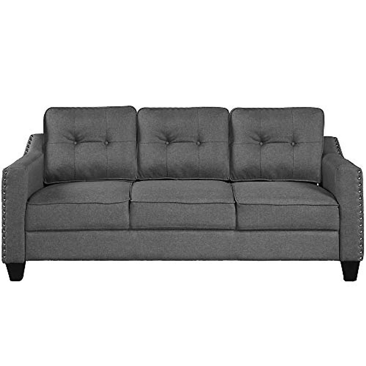 FANYE 3 Pieces Living Room Furniture Sets Include, Loveseat and Armchair, Linen Fabric Upholstered Sectional Classical Rivets Decor and Tufted Back Cushions, Retro Gray Sofa & Couch