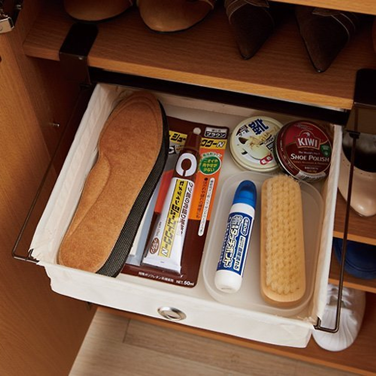 Aimedia Under-Desk Storage Box Under Desk Mounting Table Retrofit Drawers Space Can Be Installed Utilizes Gaps! Slide Box, Alloy Steel, Beige