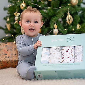 aden + anais Swaddle Blanket, Boutique Muslin Blankets for Girls & Boys, Baby Receiving Swaddles, Ideal Newborn & Infant Swaddling Set, Perfect Shower Gifts, 4 Pack, Harry Potter