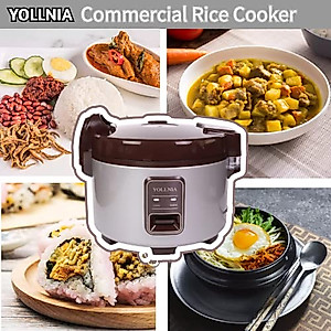 YOLLNIA Commercial Large Rice Cooker & Food warmer | 13.8QT/65 Cup cooked rice | Non-stick Inner Pot |Auto Warmer Mode |1350W Fast Cooking