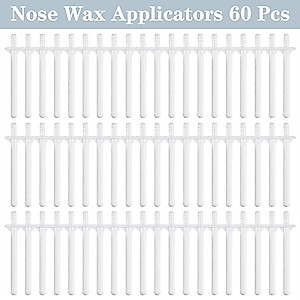 60 Pieces Plastic Wax Applicator Wands with Disposable Spatulas for Nose Hair Removal and Nostril Cleaning