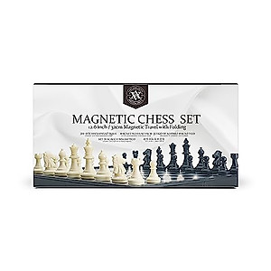 A&A Magnetic Plastic Travel Chess Set w/Folding Chess Board, Educational Toys for Kids and Adults - 12.6"(32cm) * 12.6"(32cm) Board