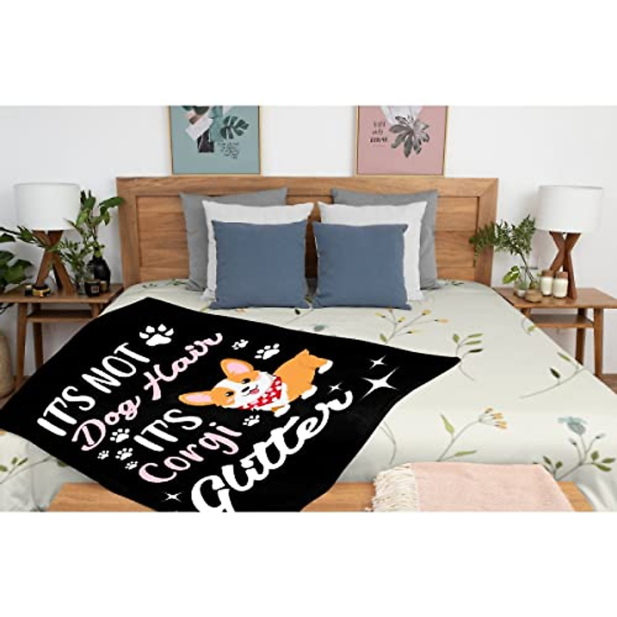 ARTBLANKET It's Not Dog Hair It's Corgi Glitter Throw Blanket Fannel Fleece Super Soft Funny Blanket Travel Throw Blanket for Bed Couch Sofa 40 x 30 Inch for Baby
