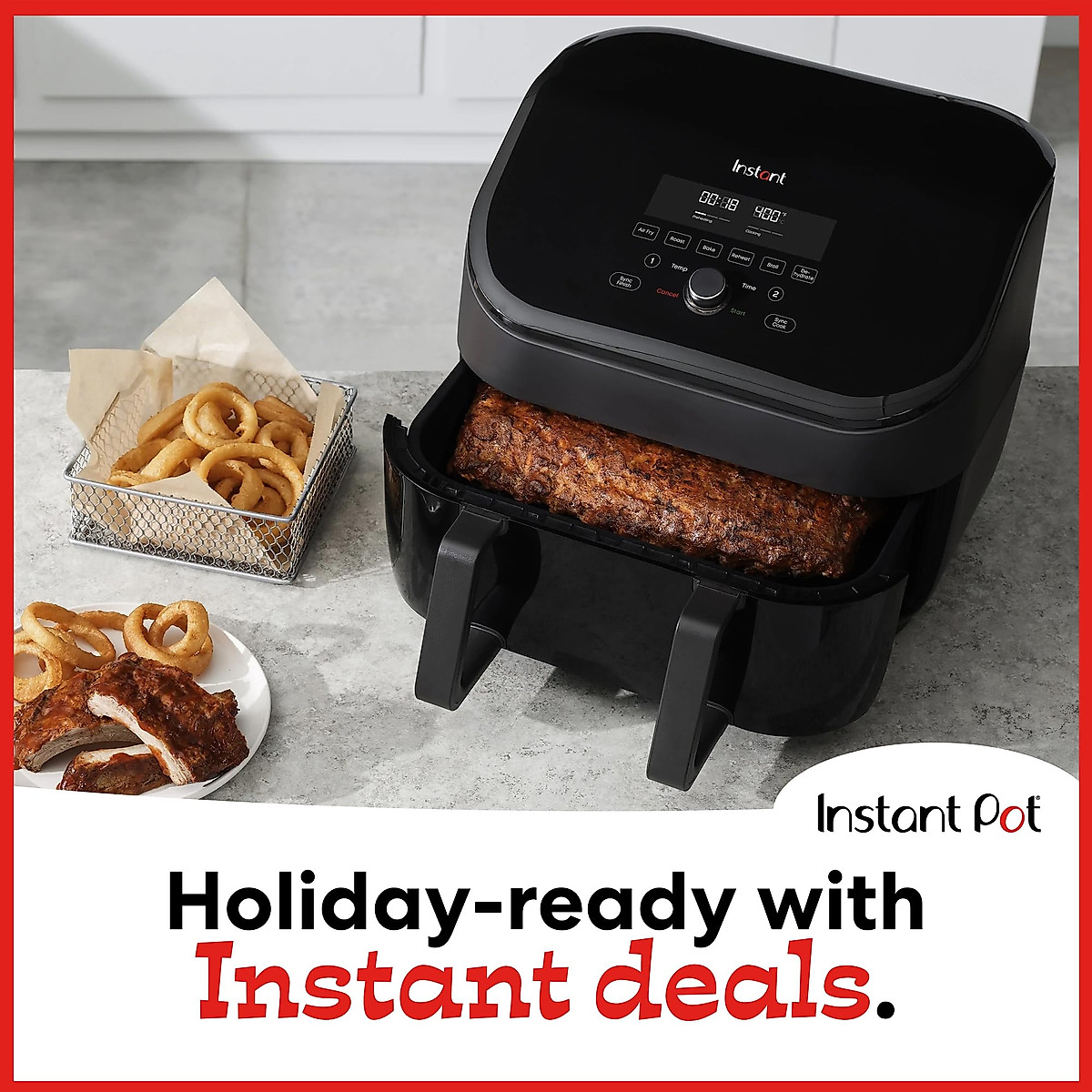 Instant Pot VersaZone 9QT Air Fryer,8-in-1 Functions with EvenCrisp Technology, Crisps,Broils, Bakes,Roasts, Dehydrates,Reheats at Same or Different Temperature, from the Makers of Instant Pot, Black
