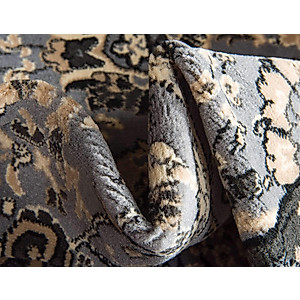 Unique Loom Espahan Collection Area Rug - Cape Cod (8'x 10' Rectangle, Dark Gray/ Black)