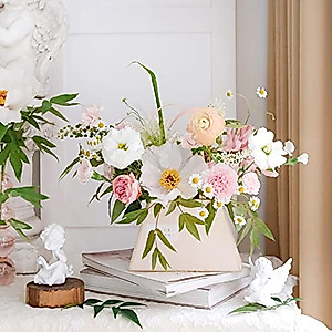 DAWN FLAME 4PCS Portable Gift Bag Bouquet Wrapping Paper Bag Waterproof Portable Flower Arrangement Bag Birthday Wedding Holiday Party Gift Bag Florist Supplies (Pink), 8.27x3.94x5.12IN