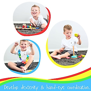 LMC Products Variety Pack of 6 Wooden Toys - Toys for Toddlers 3 Year Old & Up, Stacking & Lacing Toys, Fine Motor Skills Toys, Bead Maze, Educational Shape Puzzle