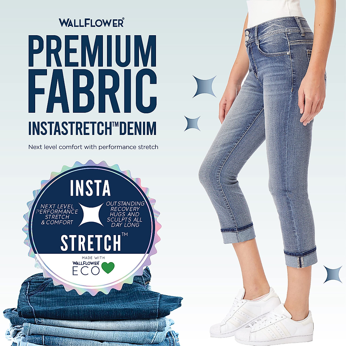 WallFlower Women's Size Flirty Curvy Crop High-Rise Insta Stretch Juniors (Standard, Alani, 20 Plus