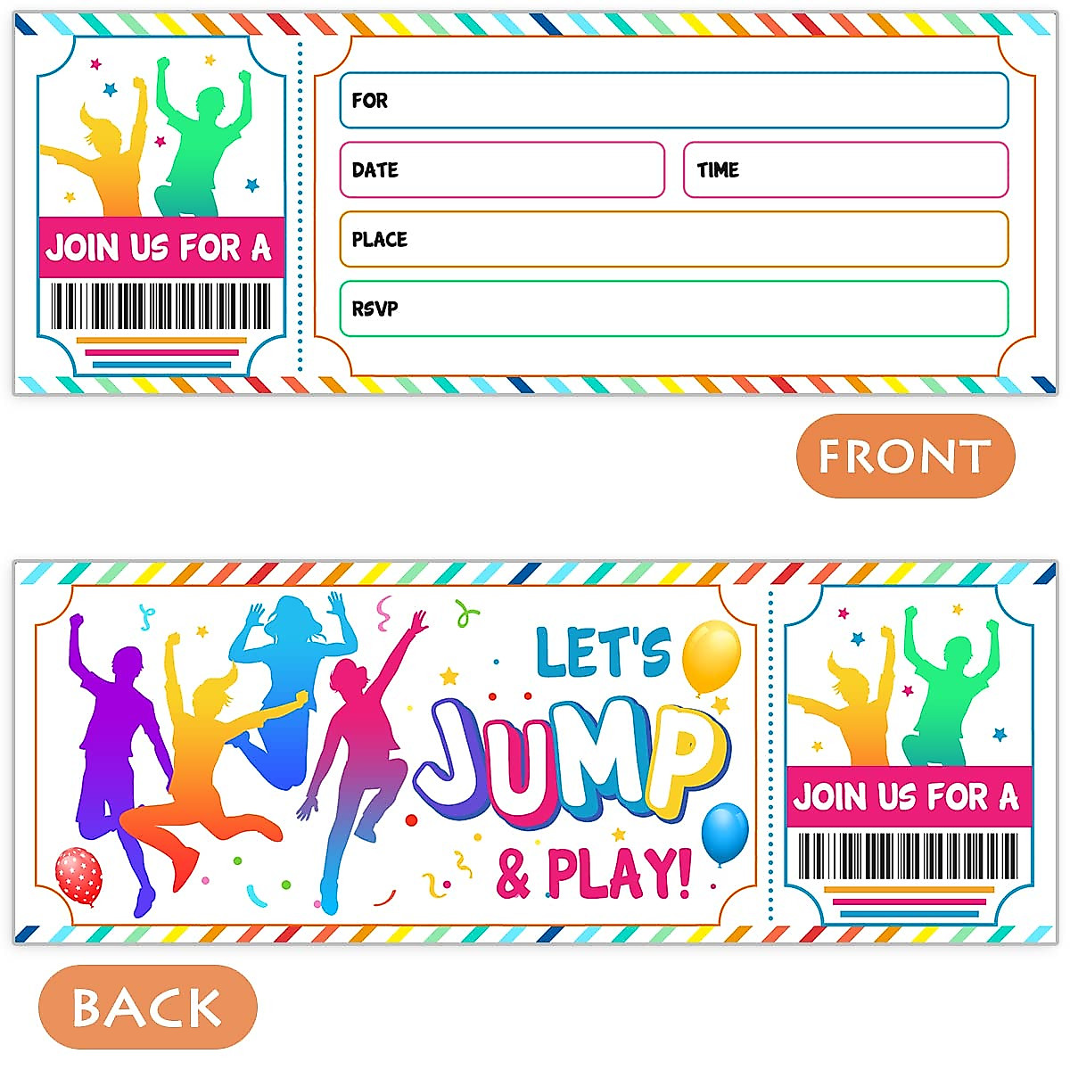 Simimi art 30 Bounce House or Jumping Party Ticket Invitations with Envelopes - Trampoline Jump Birthday Invite - Trampoline Birthday Party (white)