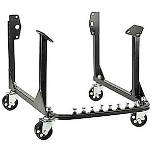 JEGS Engine Cradle with Wheels | Chevy Small Block and Big Block | Black Powder Coat | 3” Heavy Duty Steel Construction Wheels | 750 LBS Capacity | Storage Hardware Included | Easy Assembly