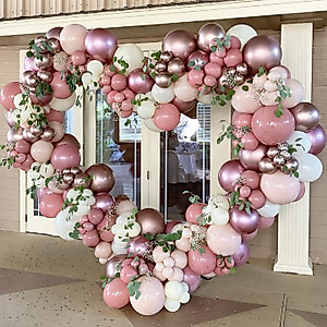 Bezente Blush Dusty Pink Latex Balloons, 60pcs 12 inch Beige White Dusty Rose Gold Nude Latex Balloons Kit for Baby Shower for girl, Bridal Shower, Wedding, Boho Birthday Party Decorations