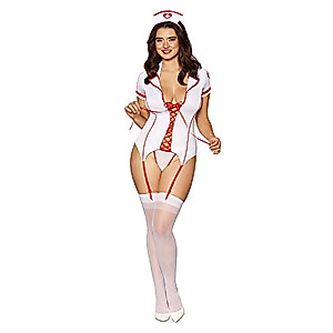 Dreamgirl Women's Sexy Lingerie Costume Set Stretch Knit Garter Slip G-String and Nurse Cap, Triage Trixie, One Size