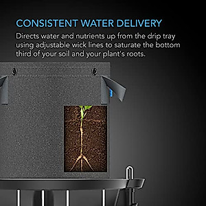 AC Infinity Self-Watering Fabric Pot Base, 4-Pack Auto-Irrigation Water Delivery System with Reservoir Meter, Elevated Plant Saucers for Use in Indoor Grow Tents, Greenhouses, and Outdoor Gardens