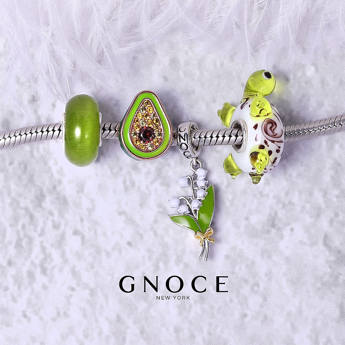 GNOCE Turtle Murano Glass Charm Bead 925 Sterling Silver Charms Fit Bracelet/Necklace For Women Wife