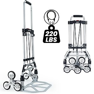 RJTEK 【Upgraded Version】 Stair Climber Hand Truck and Dolly, 220 Lb Capacity Stair Climbing cart Heavy-Duty Trolley Cart Heavy-Duty Luggage cart Stair Dolly Lightweight with Telescoping Handle