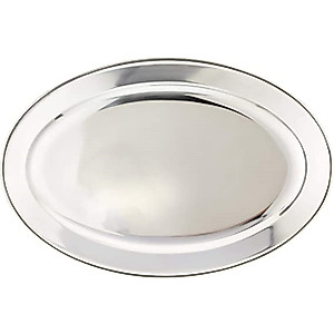TrueCraftware Set of 2 Stainless Steel 24” Oval Platter- Serving Platters for Appetizer Snack Fruit Cup Cake Server Tray Display Serving Dishes for Entertaining