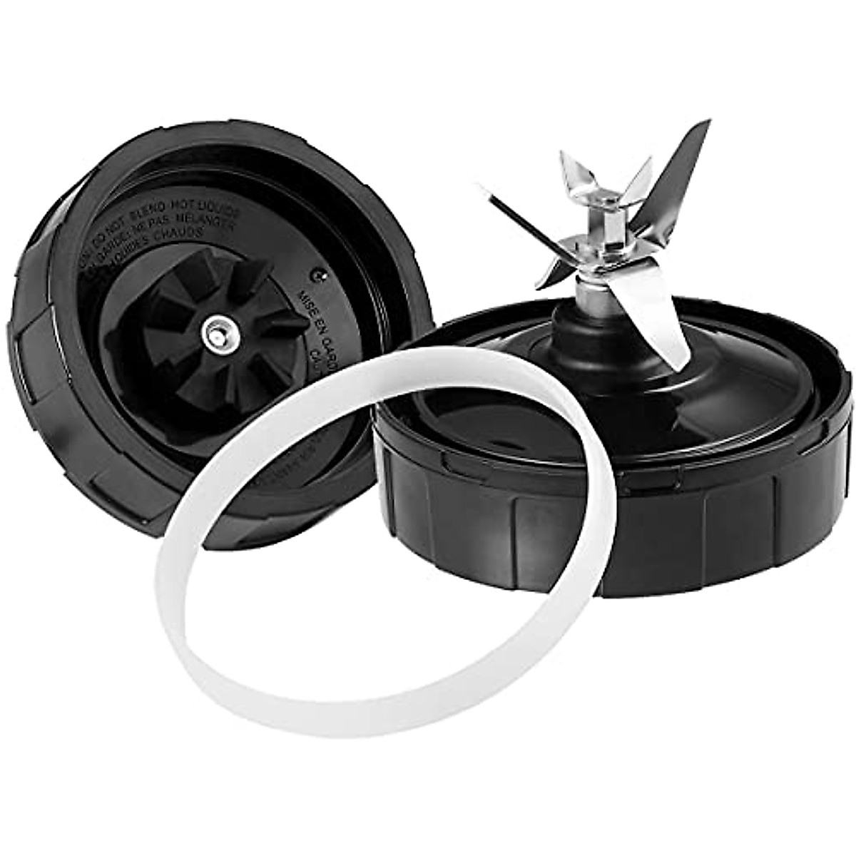 Replacement Parts for Ninja Blender 7 Fins Bottom Blade and 1 Gasket Rubber for Nutri Ninja Auto iQ BL482-30 BL492 BL642-30 NN102 BL687CO-30 BL2013