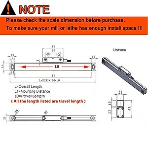 TOAUTO 12' '& 40'' 2 Axis DRO Digital Readout Linear Scale 300mm+1000mm Linear Encoder for Milling Lathe Machine
