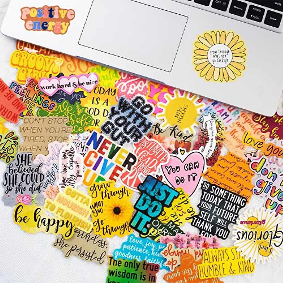 50PCS Inspirational Positive Sticker Inspirational Word Phrase Sticker Kettle Notebook Stationery Refrigerator Diary Boy Girl Vinyl Decal