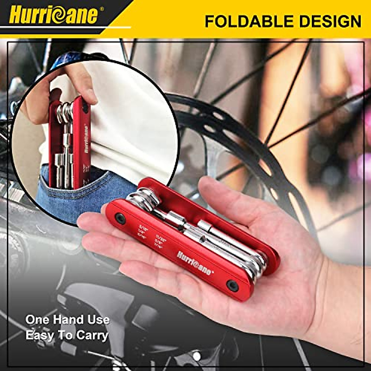 HURRICANE 6 in 1 Folding Nut Driver Set SAE, Hex Nut Driver Set, Cr-V Steel Shank. Premium Portable Premium Aluminum Handle. Easy to Carry Out, 3/16, 1/4, 5/16, 11/32, 3/8, 7/16 inch