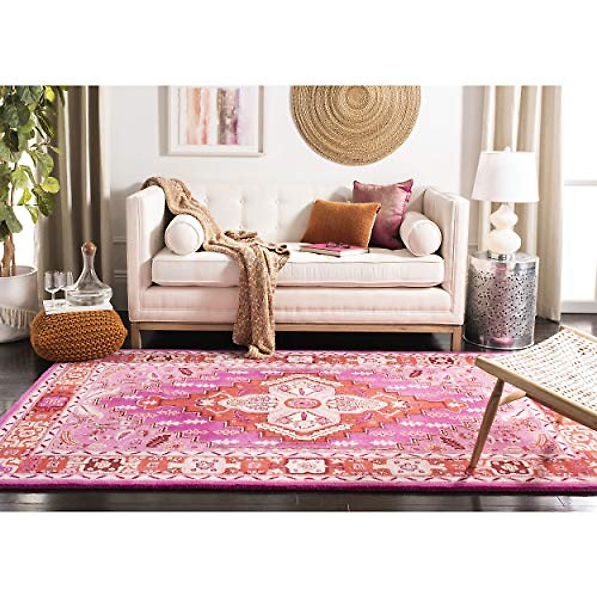 SAFAVIEH Bellagio Collection 8' x 10' Red / Pink BLG545B Handmade Medallion Premium Wool Area Rug