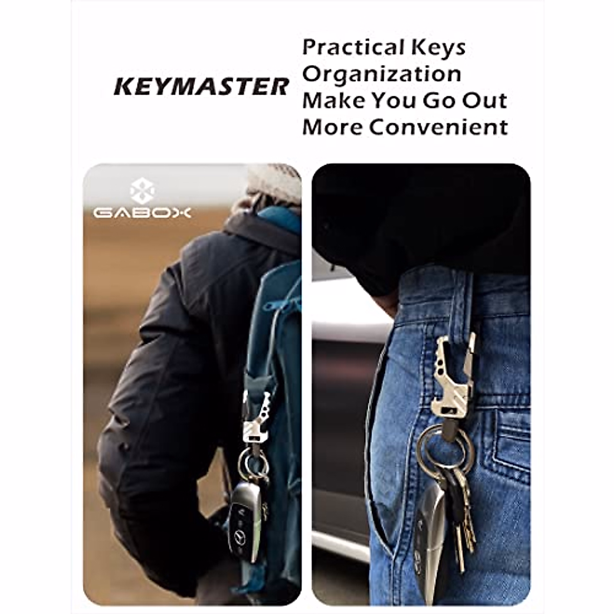 GABOX 2Pcs KeyChains EDC Key Rings Key Chains Bottle Opener Auto Car Keys Tactical Carabiner Keychain with Clip