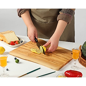 Ideaolives Natural Olive Wood Cutting Board, Rustic Serving Platter for Meat & Snack, Wooden Charcuterie Board Cheese Serving Tray, Handmade Decorative Cutting Board, Housewarming Gift (ZRB-M)