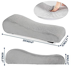 bokemar Memory Foam Arm Rest Office Chair Armrest Pads and Elevated Sloped Armrest - Universal Cushion Covers for Armrest and Elbow Relief (2 Pad Set) Gray